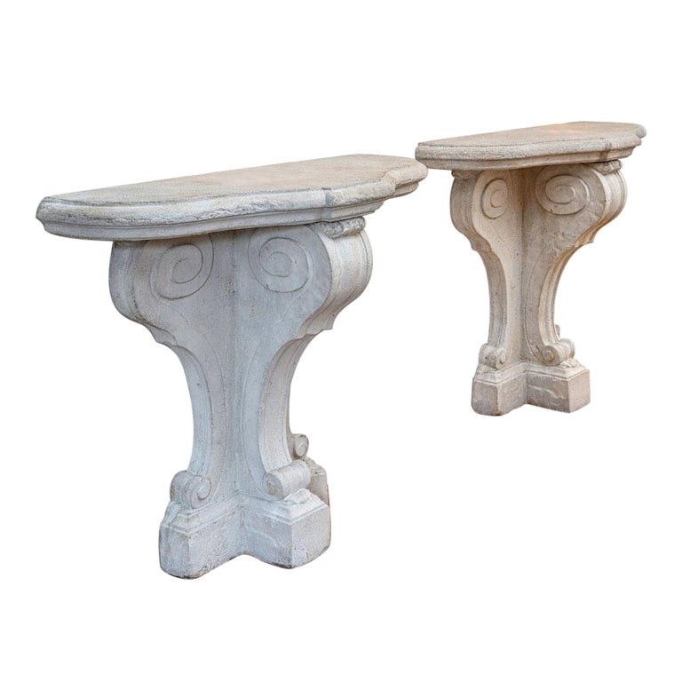 Pair of Stone Console Tables For Sale at 1stDibs