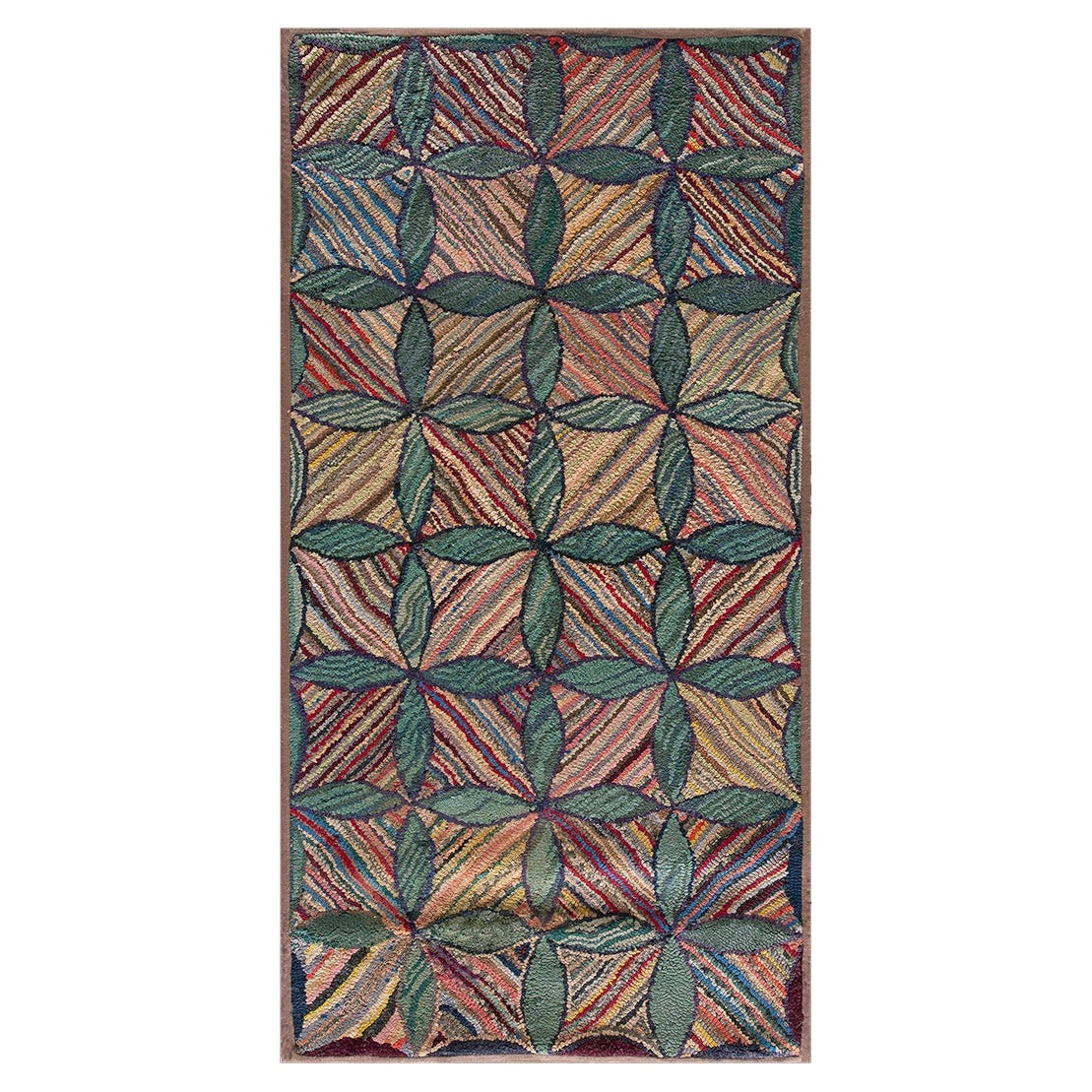 Antique American Hooked Rug 2'6"x4'10" For Sale at 1stDibs