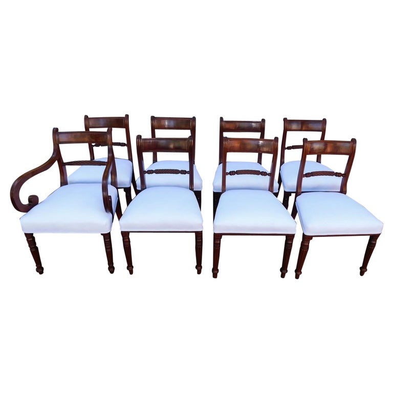 American Federal Set of Eight Mahogany Dining Room Chairs W/ Reeded ...
