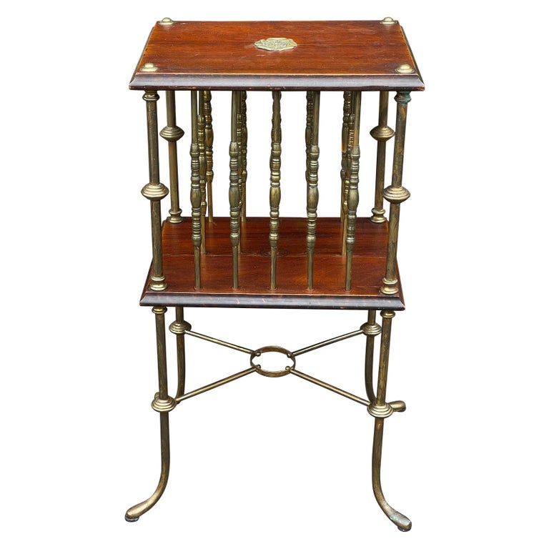 Antique Brass and Mahogany Magazine Rack Table Stand, 19th Century For ...
