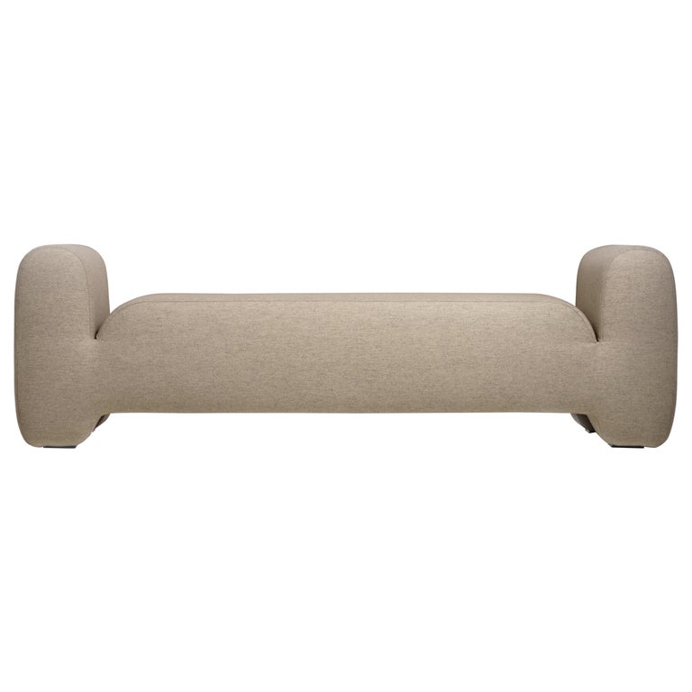 Contemporary and curvy soft fabric PAMPUKH Beige Bench by Faina - more ...