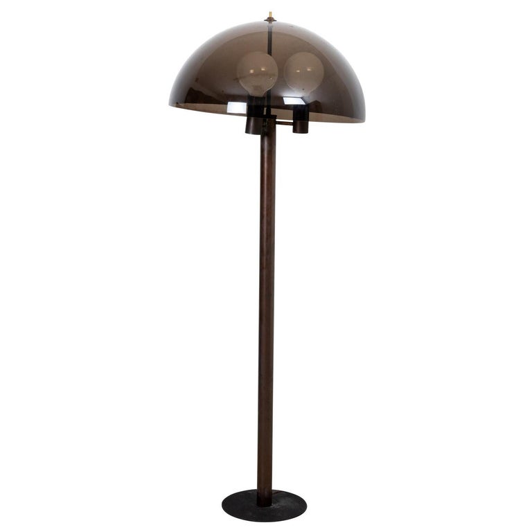 Smoked Acrylic Shade Floor Lamp For Sale at 1stDibs