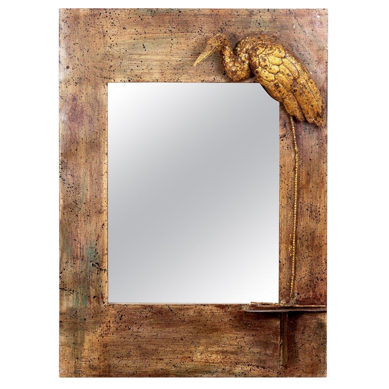 Tole Crane Mirror For Sale at 1stDibs