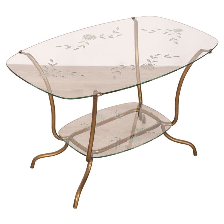 Vintage 50's Table in Brass and Glass Italian Design at 1stDibs