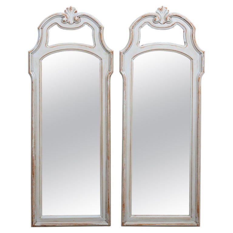 Pair Mid-Century Painted Distressed Mirrors For Sale at 1stDibs