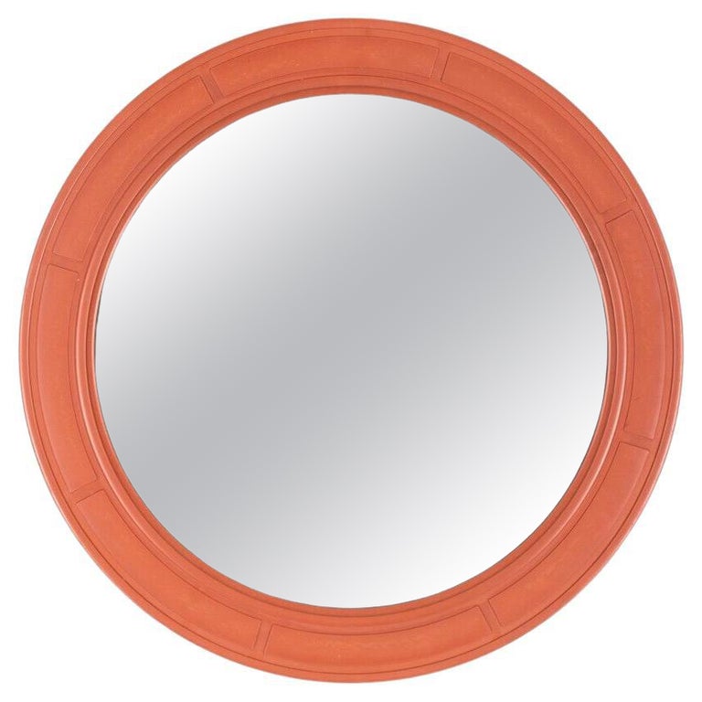 Vintage Wall Mirror 70s Orange Italian Design For Sale at 1stDibs