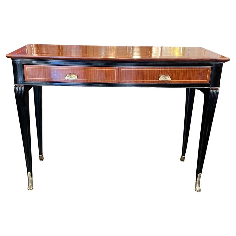 Table console en laque noire et bois de cerisier En vente sur 1stDibs