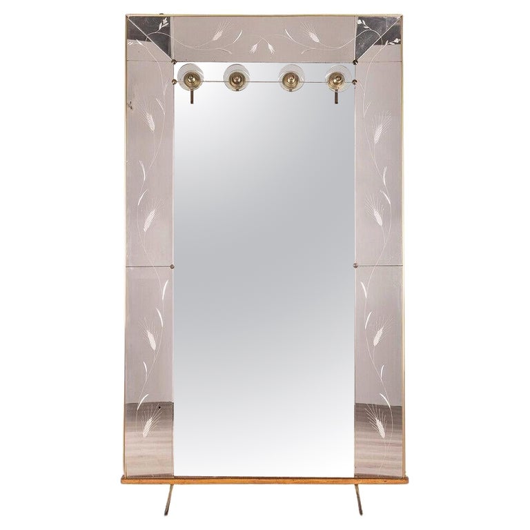 Vintage Mirror Clothes Hanger 50s Design Cristal Art For Sale at 1stDibs