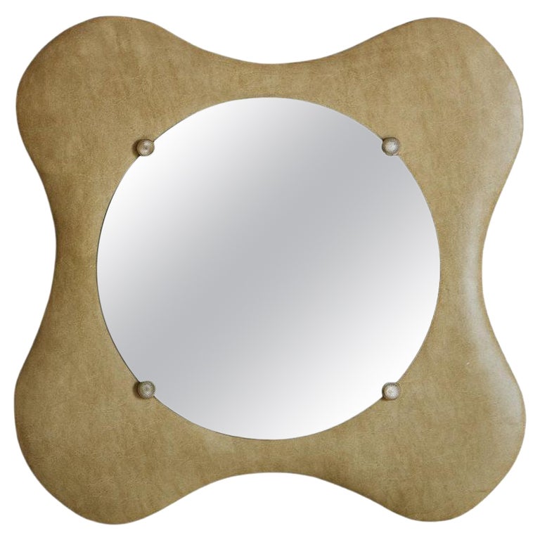 Taupe Clover Wall Mirror, France, 1970s For Sale at 1stDibs
