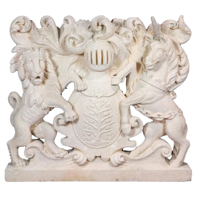 18th C, Style Stone Armorial Heraldic Crest Sculpture, Royal Coat of ...