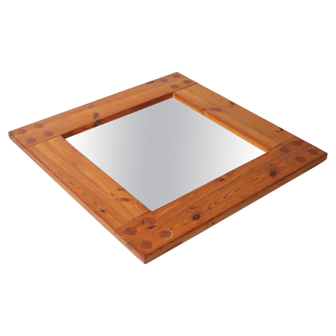 Scandinavian Pine Mirror in the Brutalist Style at 1stDibs