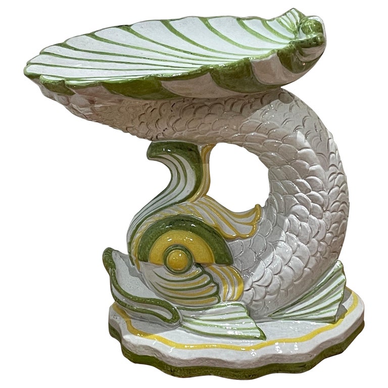 Italian Ceramic Koi Fish Table For Sale at 1stDibs
