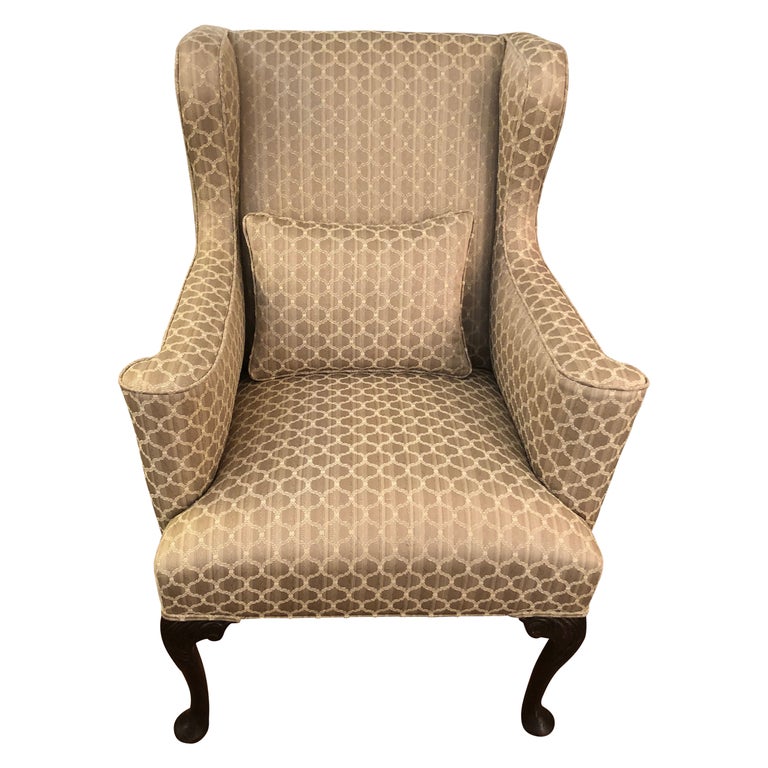Elegant Vintage Wingback Upholstered Chair For Sale at 1stDibs