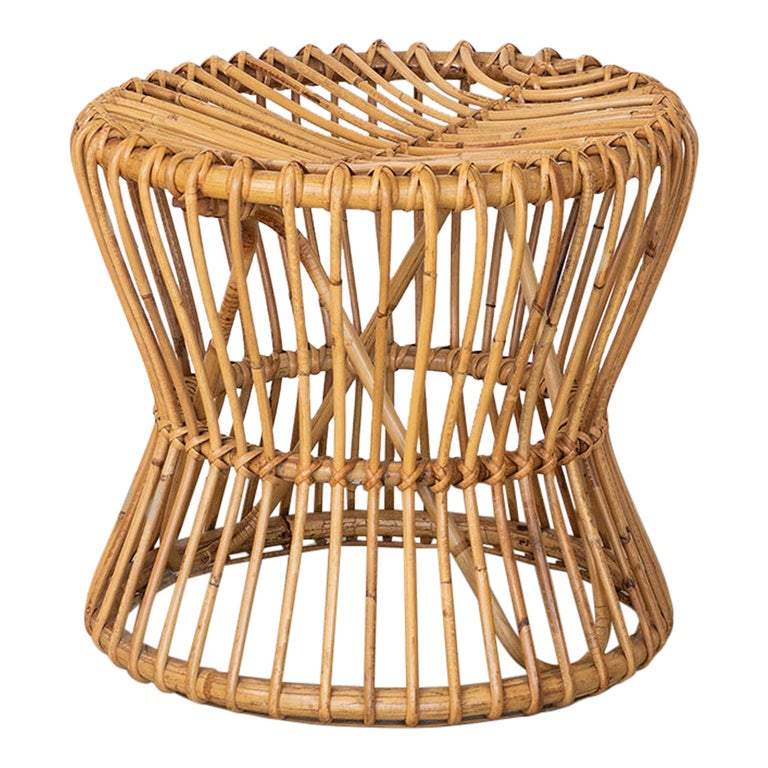 Italian Rattan Stool For Sale at 1stDibs