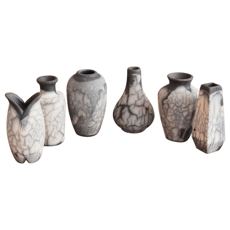 Hana Mini Set Vase Raku Ceramic, Smoked Raku , Handmade Home Decor Gift ...