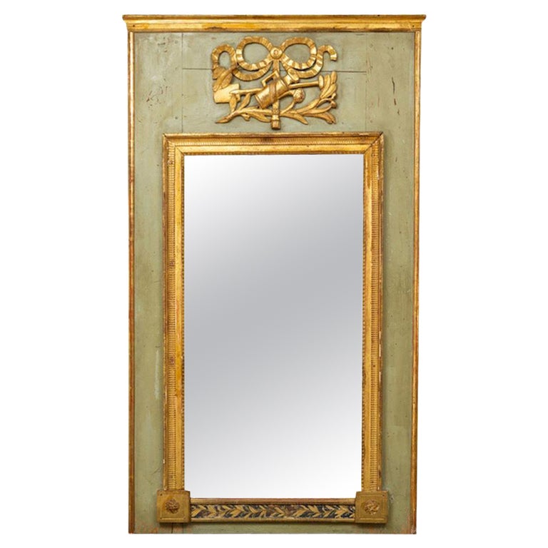 Louis XVI Trumeau Mirror with Garden Decoration Gilt For Sale at 1stDibs