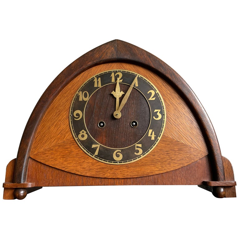 Mint Condition Dutch Arts and Crafts Mantle or Desk Clock with Stunning ...