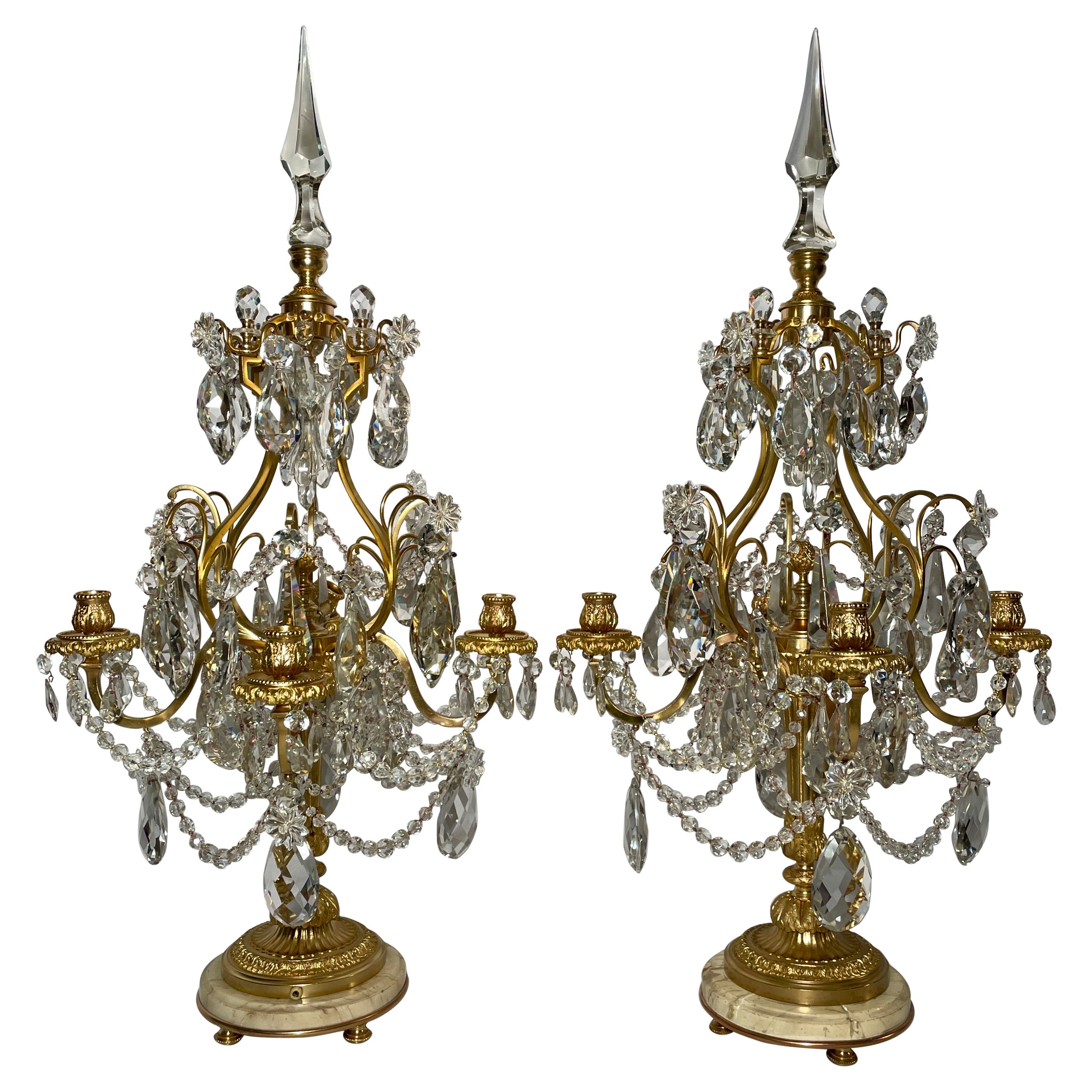 Pair of Antique French Enamel Candelabra, circa 1850-1860 at 1stDibs