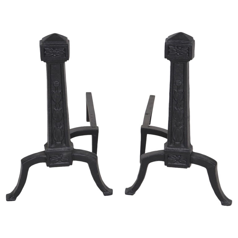 Black Cast Iron Fire Dogs - a Pair For Sale at 1stDibs