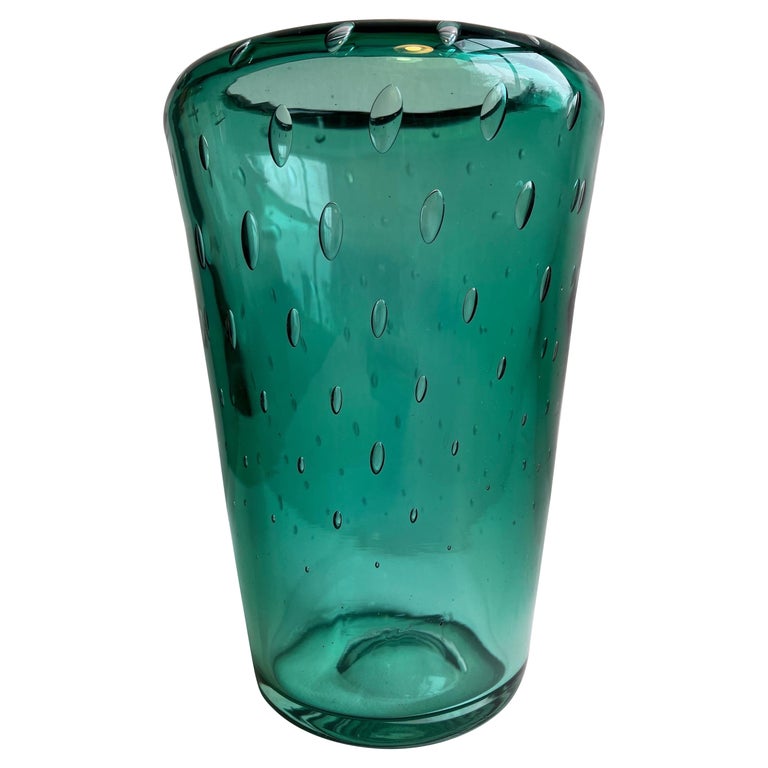 Green Blenko Vase with Air Bubbles, 1950s For Sale at 1stDibs