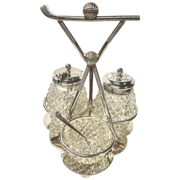 Rare Old English Silverplate and Cut Crystal Golf Motif Novelty ...