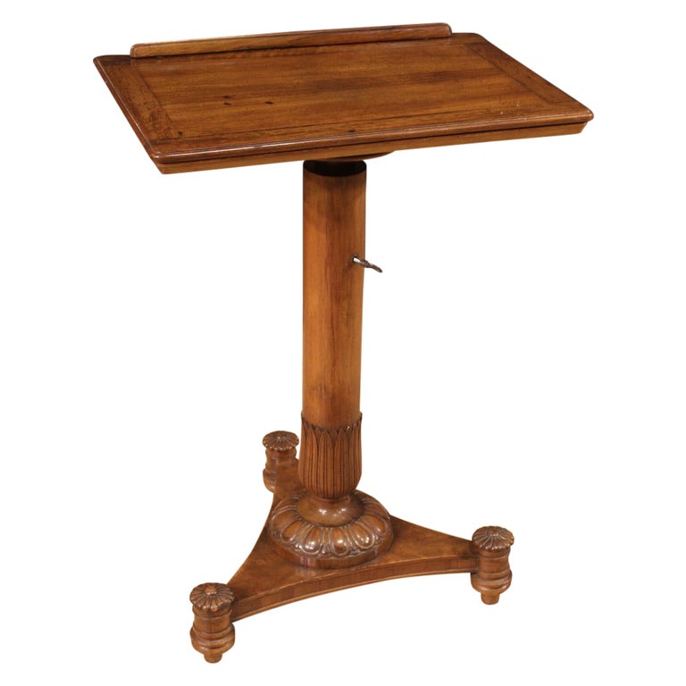 19th Century Walnut Wood Italian Antique Charles X Lectern, 1870 For ...