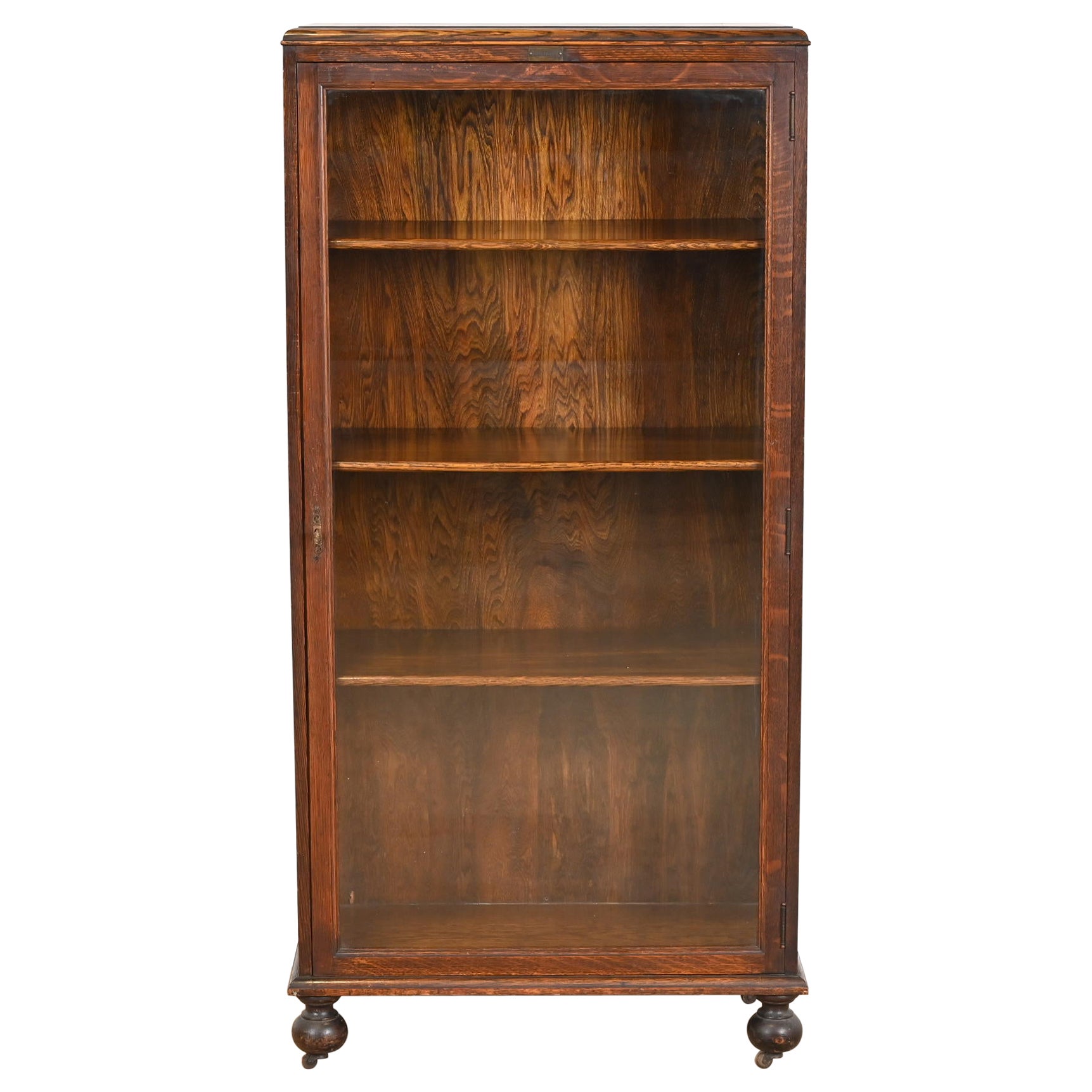 Ancienne bibliothèque à trois bibliothèques en chêne de style Arts and ...