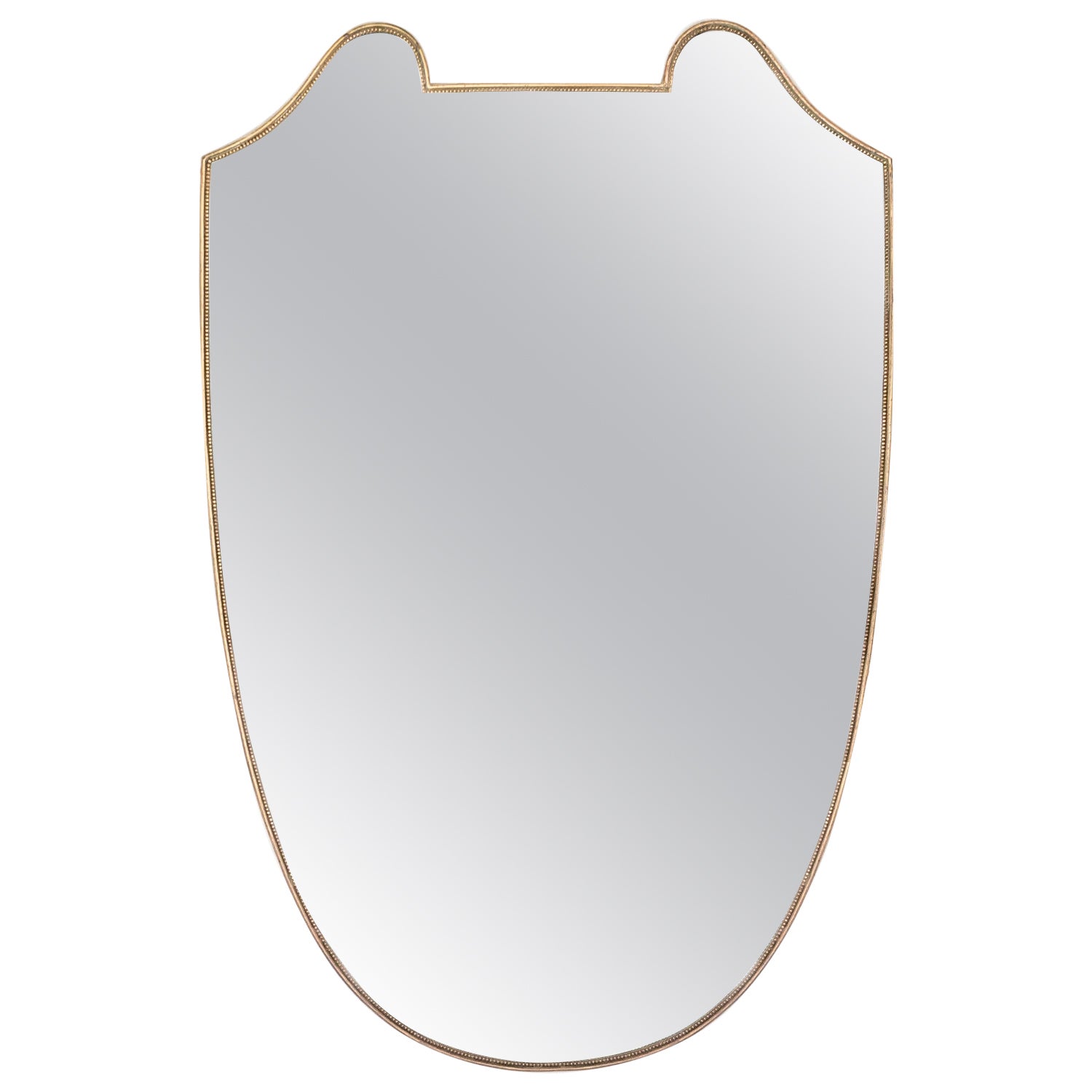 1950s Italian Brass Shield Shaped Mirror at 1stDibs