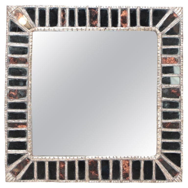 Custom Made Silver Mirror with Grey and Copper Color Glass ...