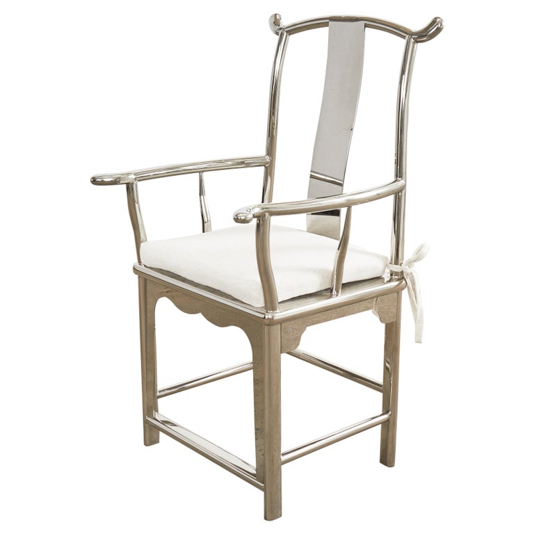 Chinese Ming Style Chromed Steel Officials Hat Chair For Sale at 1stDibs