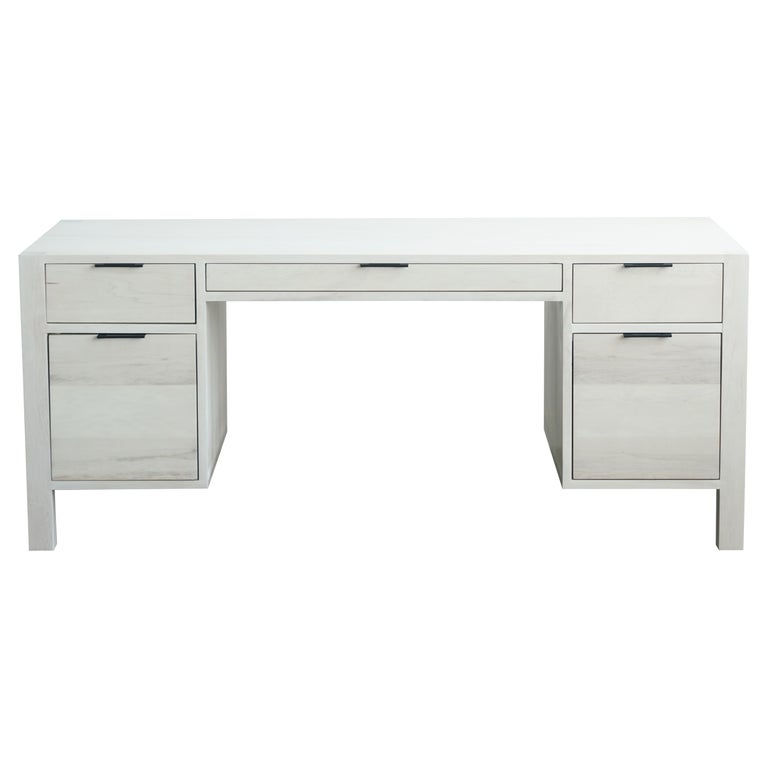Modern Bleached Maple Executive Desk with 5 Drawers, Made to Order For ...