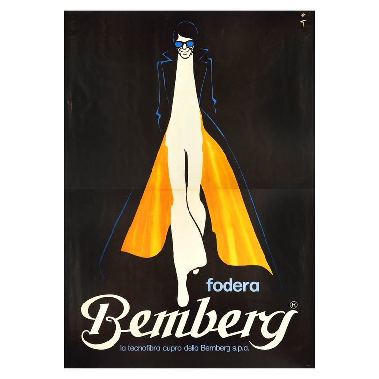 Original Vintage Fashion Advertising Poster Bemberg Coat Rene Gruau ...