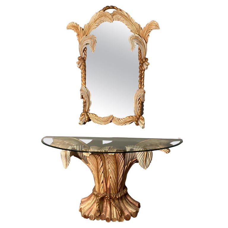 Chelini Italien Console with Mirror Hand Carved 70s 80s Hollywood ...