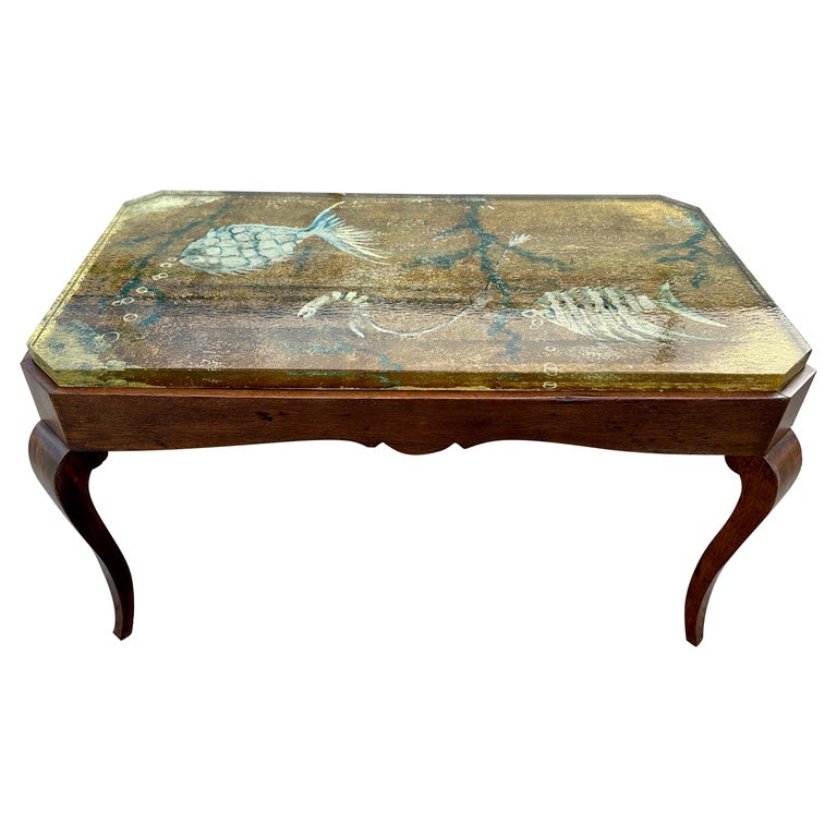 Reverse Painted Thick Glass Art Deco Cocktail / Coffee Table For Sale ...