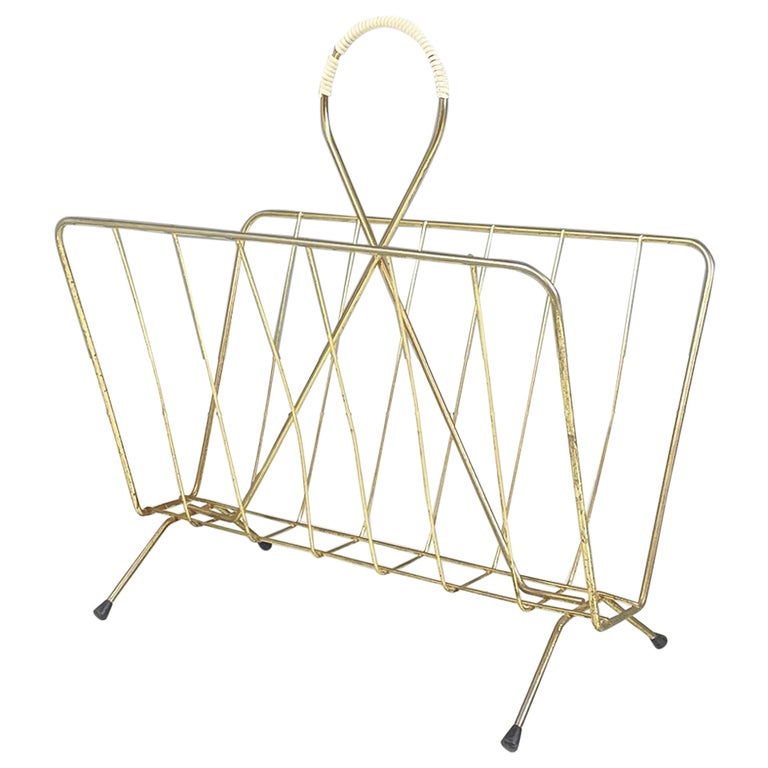 Italian Mid-Century Modern Brass Magazine Rack, 1960s For Sale at 1stDibs