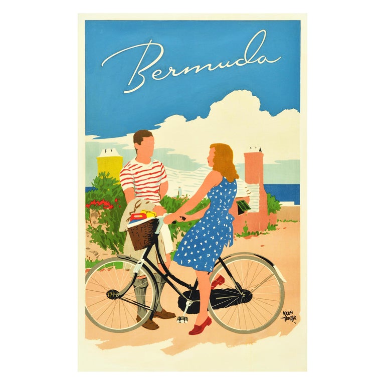 Original Vintage Travel Poster Bermuda Adolph Treidler Hamilton Bicycle ... Original Vintage Travel Poster Bermuda Adolph Treidler Hamilton Bicycle ...