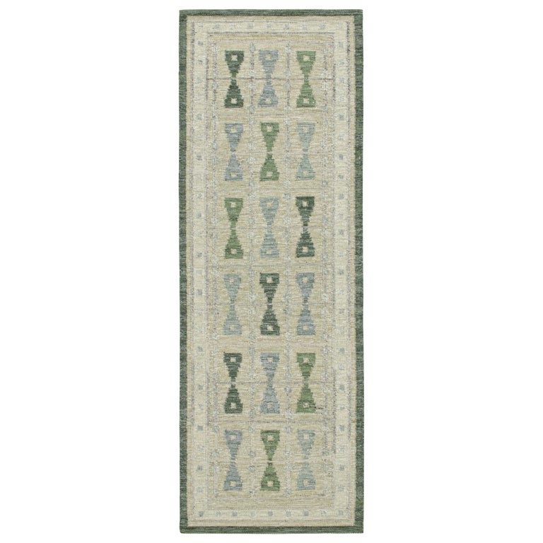 Rug and Kilim’s Scandinavian Style Kilim Runner in Beige with Geometric ...