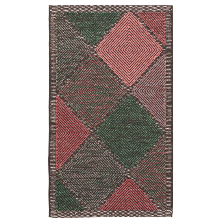 Rug and Kilim’s Scandinavian style Kilim in Brown, Pink and Teal ...