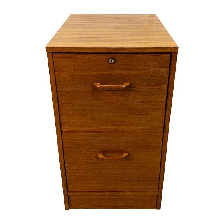 1970s Teak Wood Two Drawer File Cabinet at 1stDibs