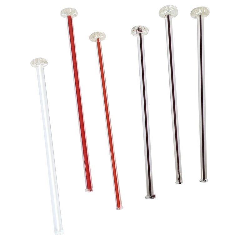 Vintage Italian Murano Art Glass Cocktail Stirrers, Set of 6 For Sale ...