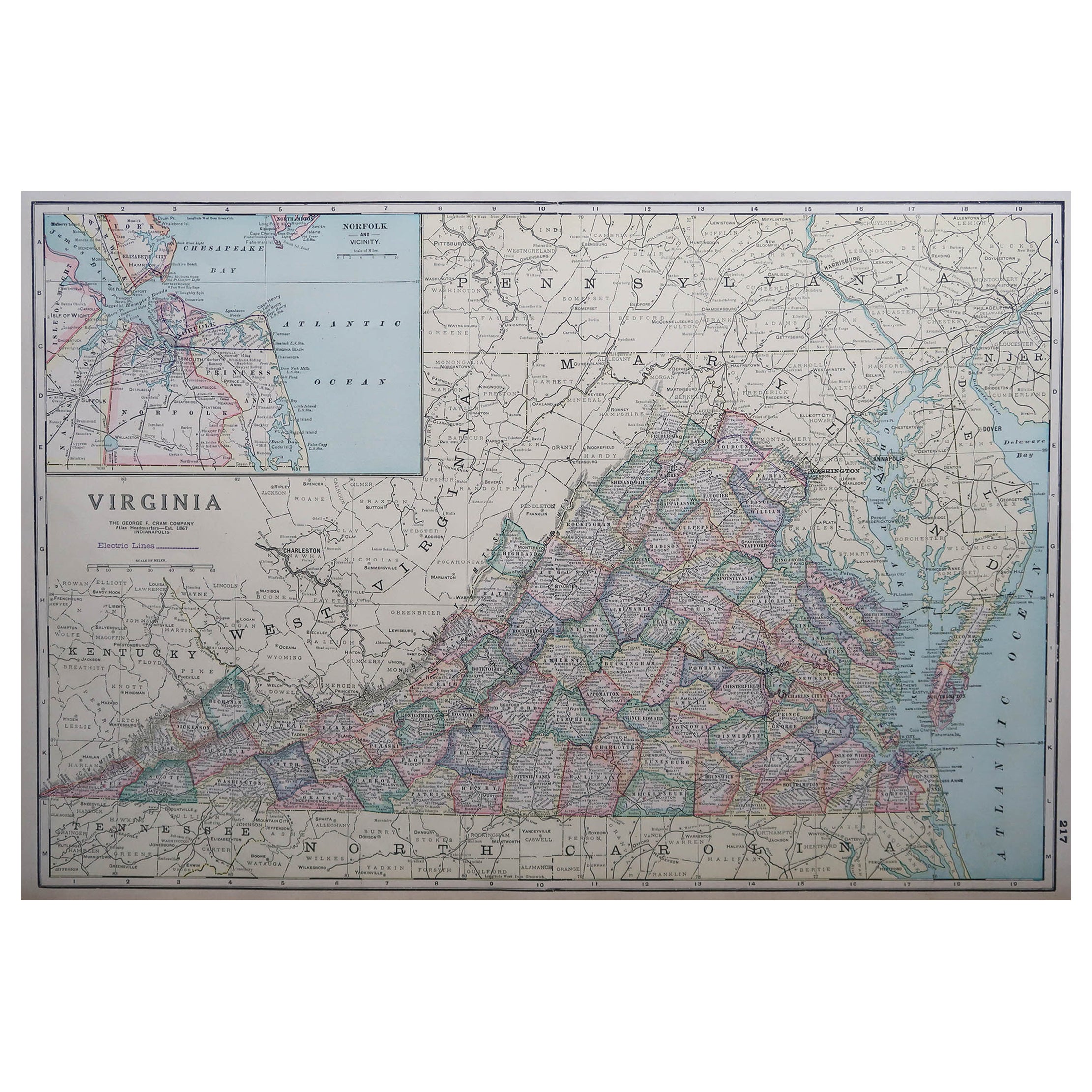 Large Original Antique Map of Ohio by Rand McNally, circa 1900 For Sale ...