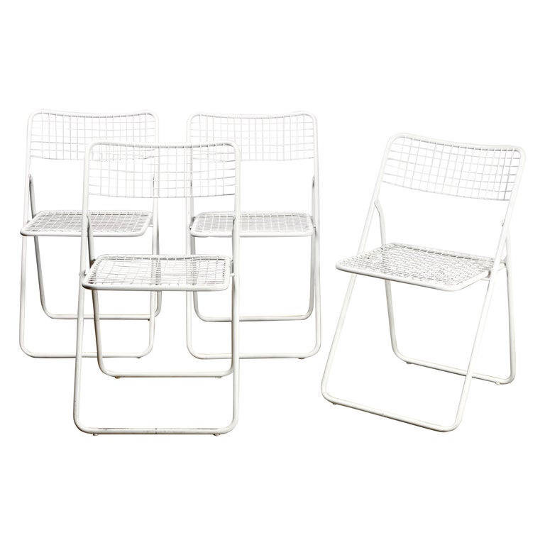 Set of 4 white folding Ted Net chairs by Niels Gammelgaard for Ikea ...