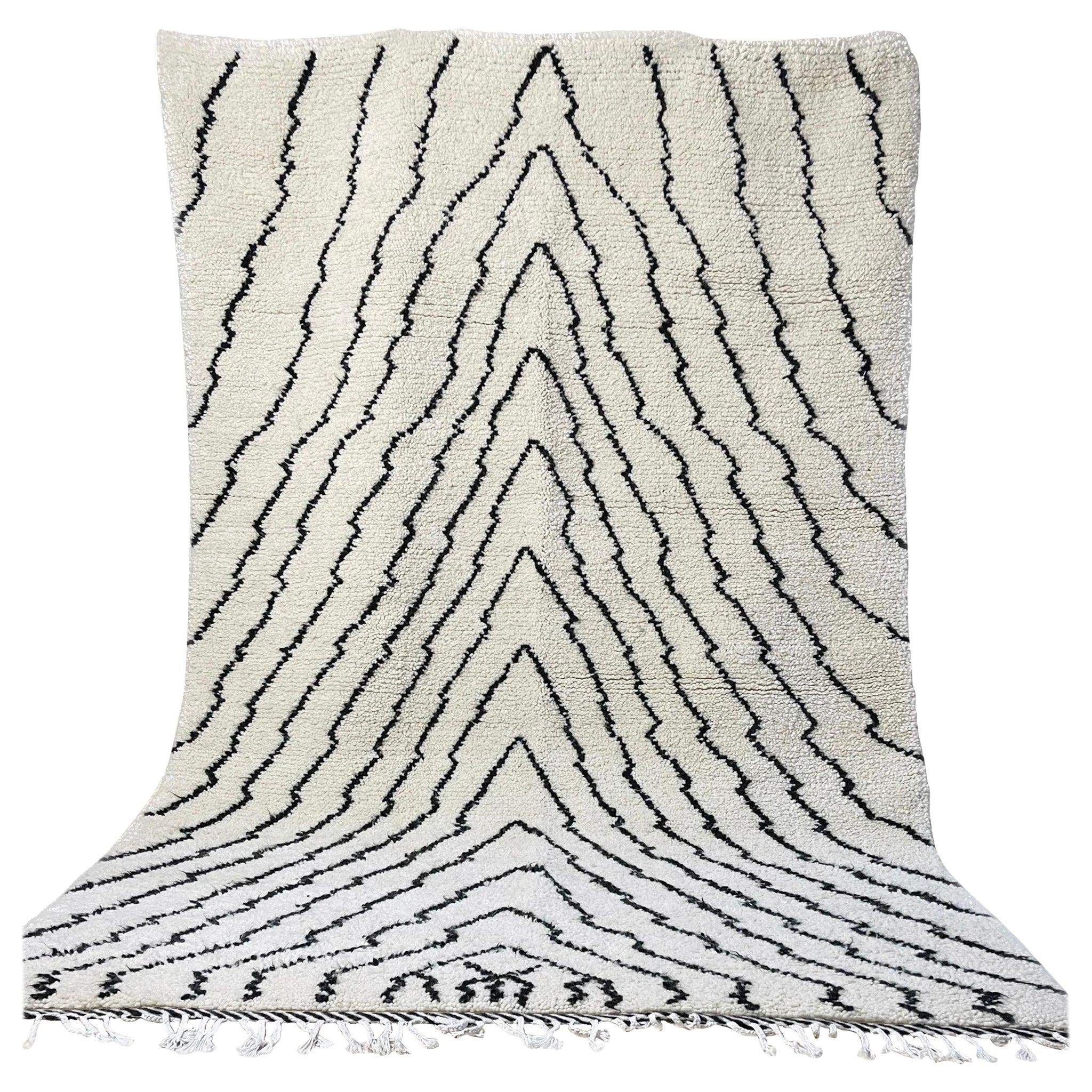 Modern Beni Ourain Rug Handmade Natural Wool For Sale at 1stDibs