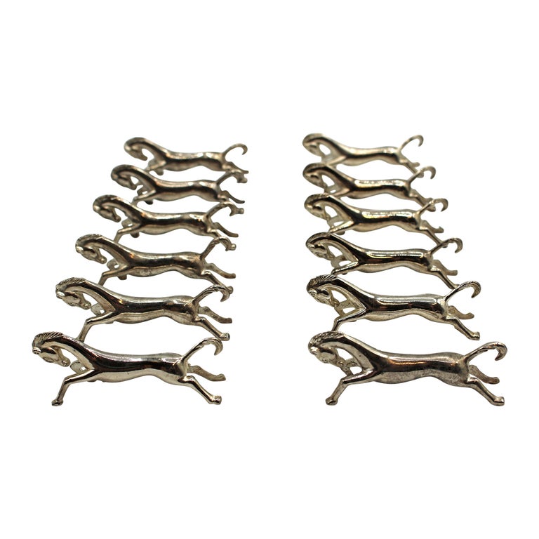 Set of 12 Mid-Century Modern Running Horse Knife Rests For Sale at 1stDibs