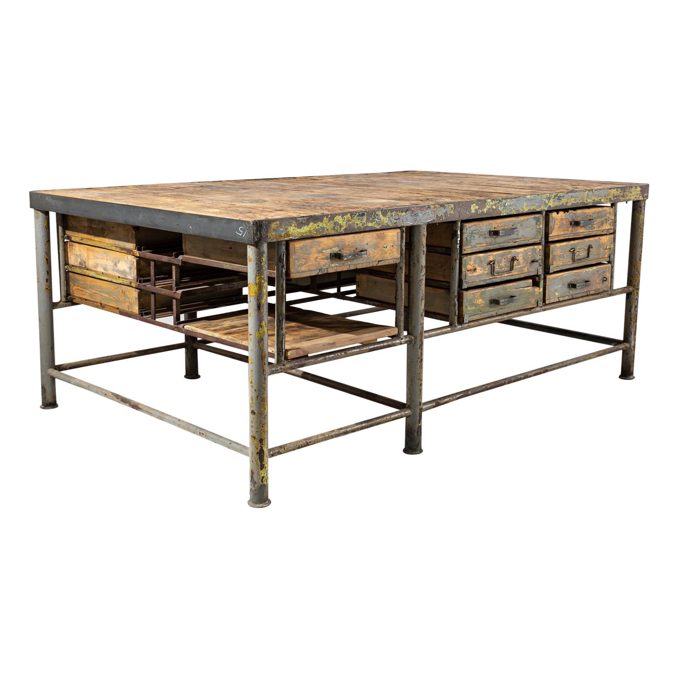 Early 20th Century American Industrial Table with Lazy Susan Top at ...