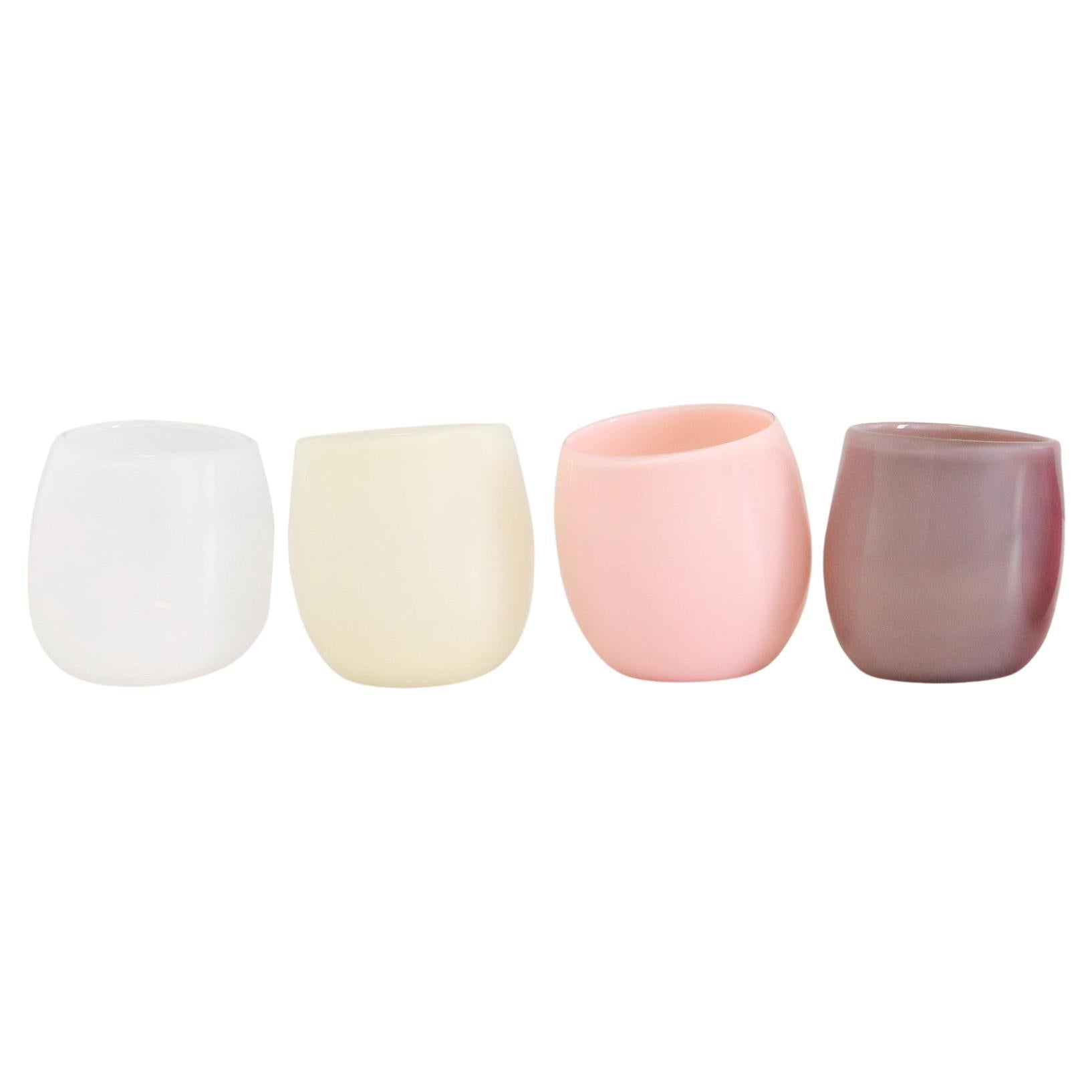 Vintage Set of Six Iridescent Pastel Colors Coffee Cups at 1stDibs