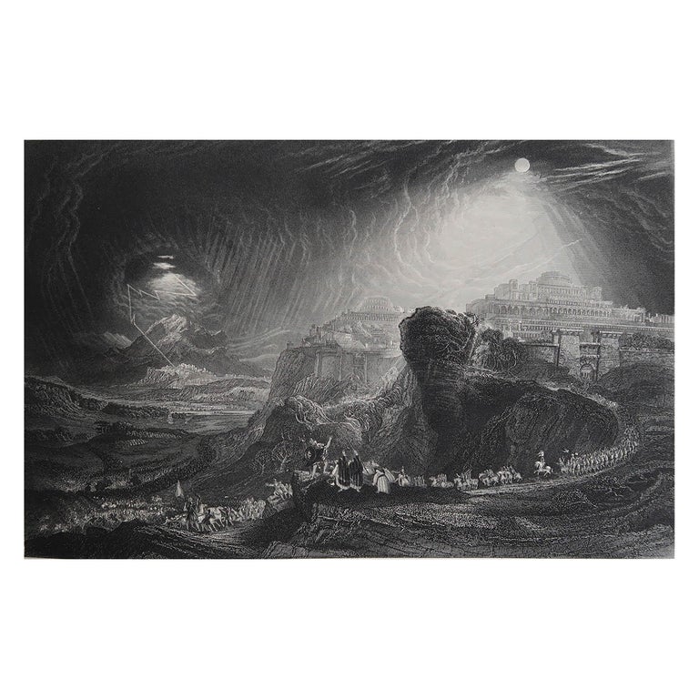 Mezzotint de John Martin, Joshua Commanding, Sangster, datant d'environ ...