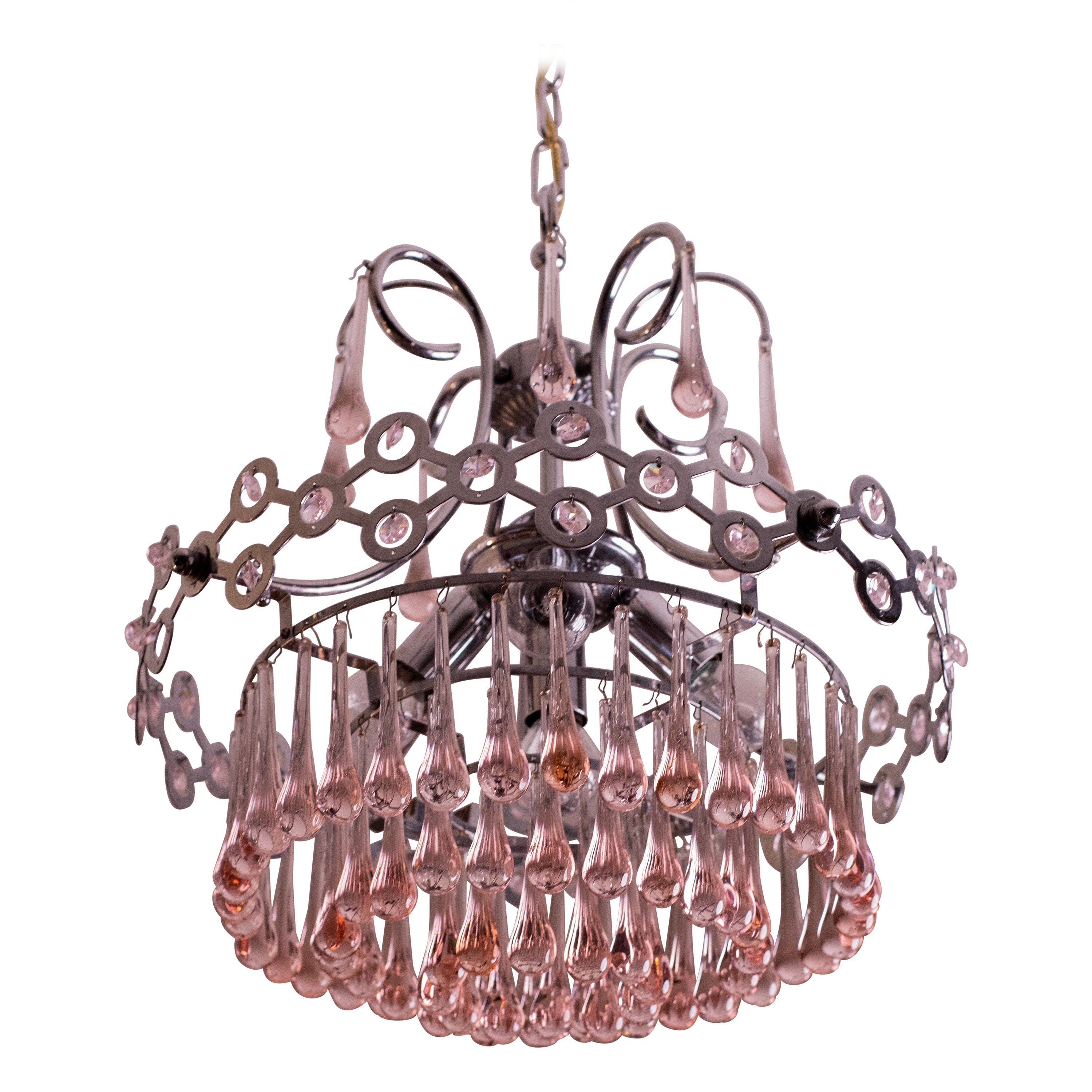 Lady Emily, lustre de Murano à gouttes roses, années 1970 En vente sur ...