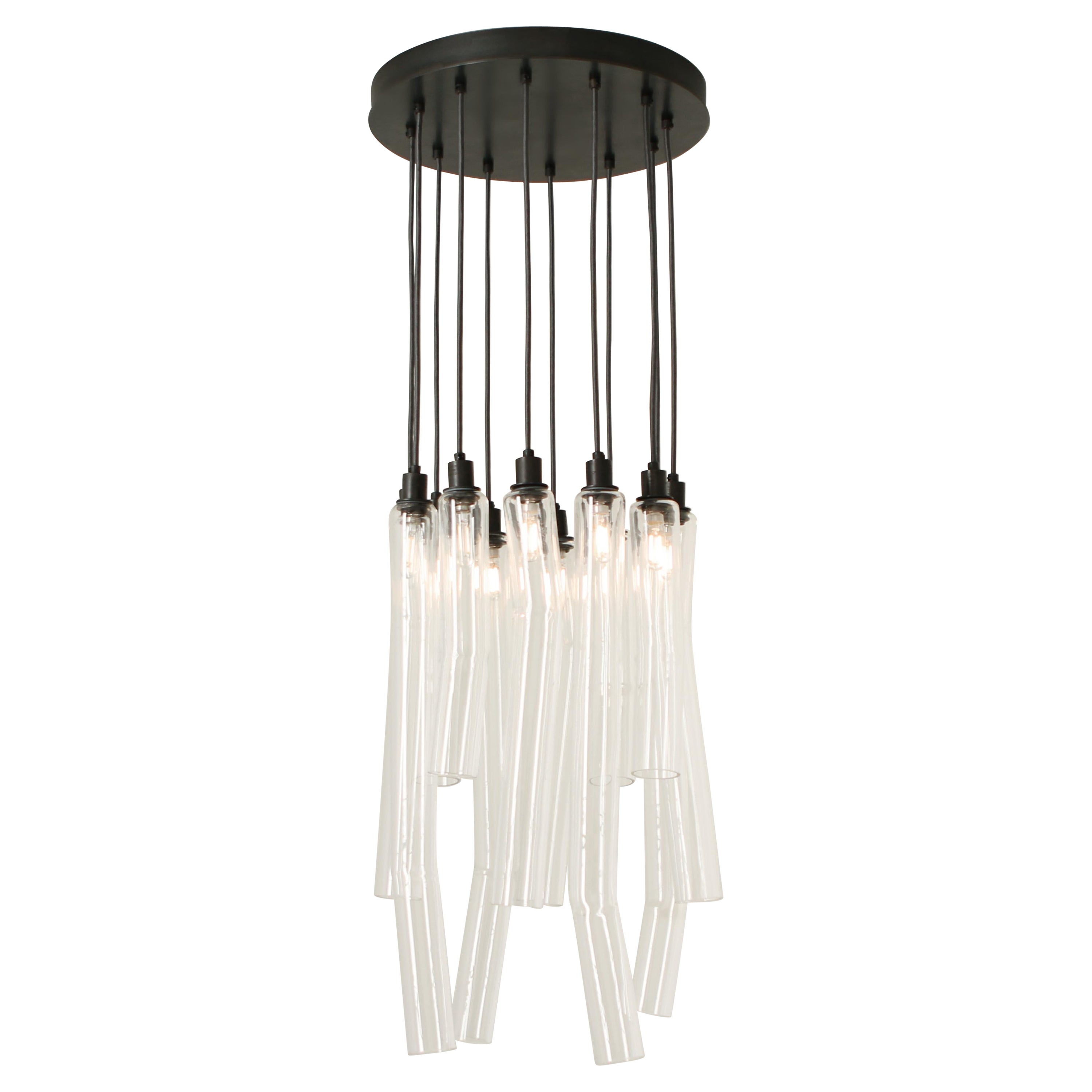 Pendant Composed of Multiple Chrome Slats with Opaque Glass Cylinder ...