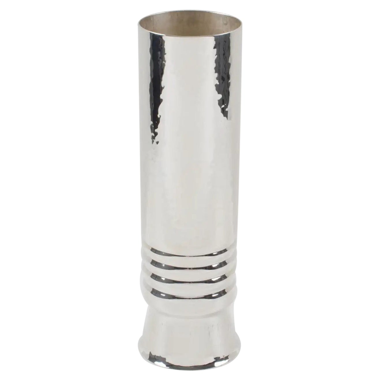 1980s Modernist Silver Plated Italian Multi Vase in the Manner of Giò ...